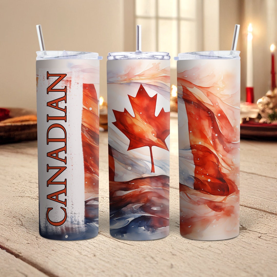 Canadian Flag 20 Oz Skinny Tumbler Wrap Sublimation Design Digital ...