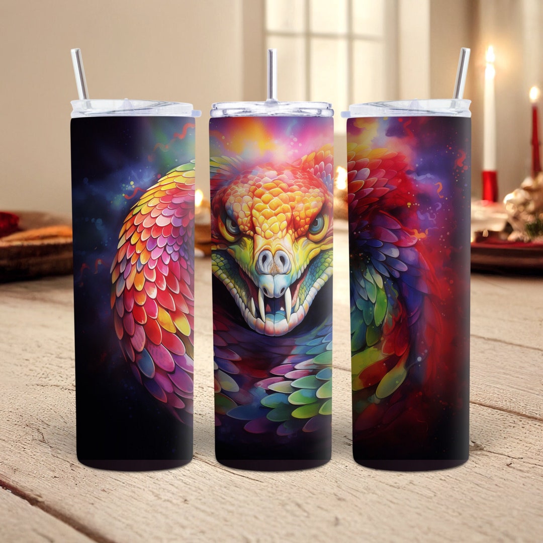 Watercolor Snake Tumbler 20 Oz Skinny Tumbler PNG Animal Tumbler Neon ...