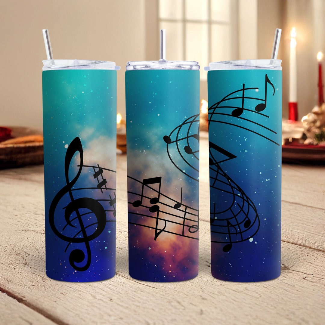 Music Notes 20 Oz Skinny Tumbler PNG Tumbler Sublimation Designs ...