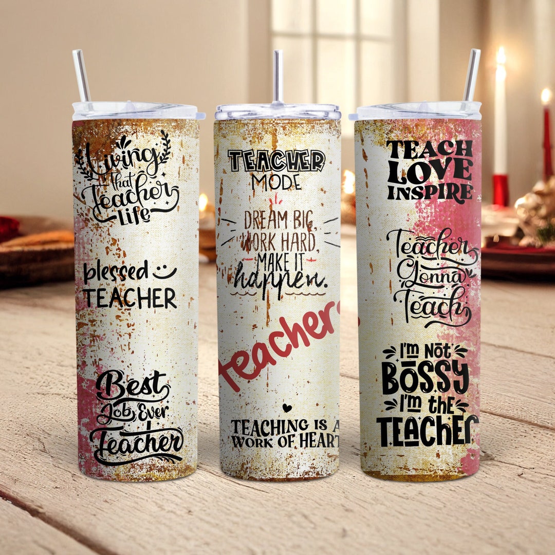 Best Teacher Tumbler Wrap 20oz Skinny Tumbler Wrap PNG Grade School ...