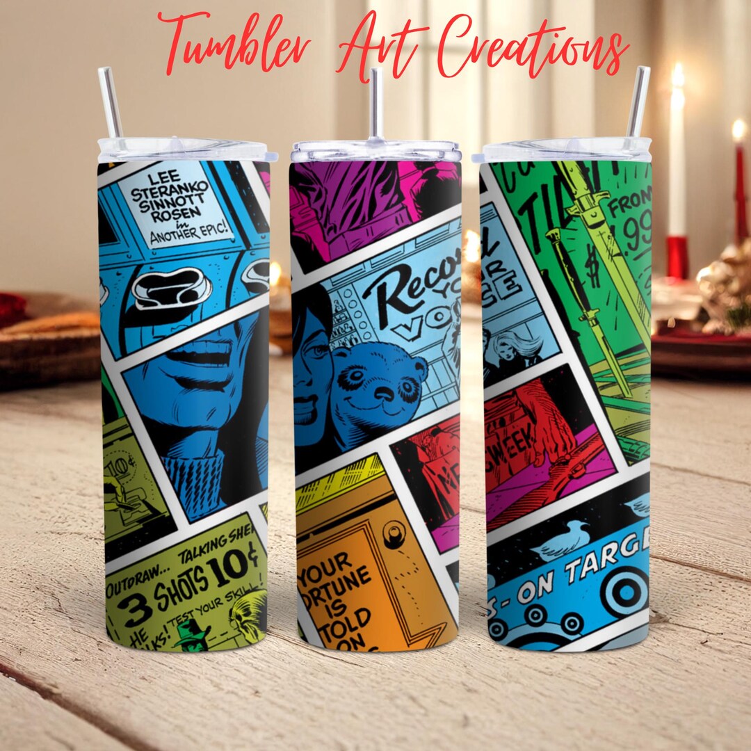 Comic Art - 20 Oz Skinny Tumbler PNG - Sublimation Designs - Digital ...