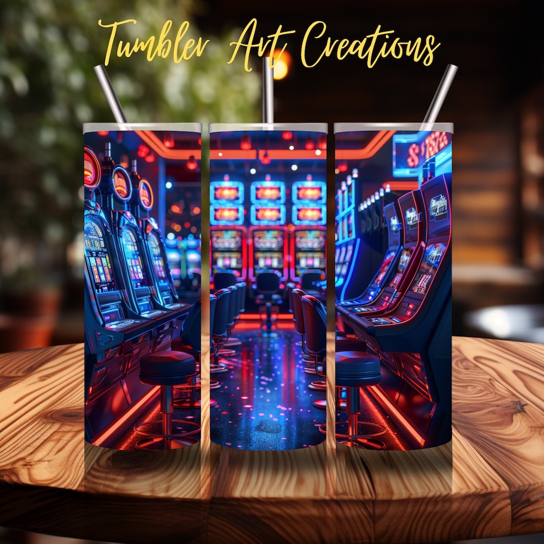 Casino Tumbler Wrap Slot Machines 20 Oz Skinny Tumbler Wrap Gambler ...