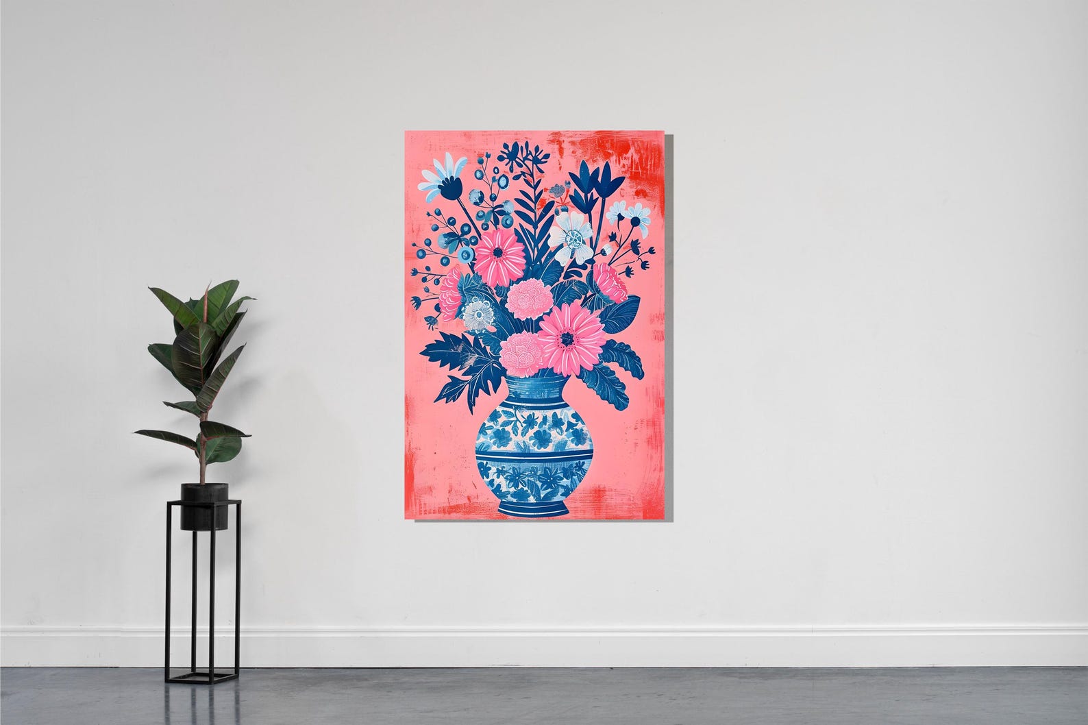 Abstract Flower Painting on Canvas, Modern Floral Wall Art - Etsy