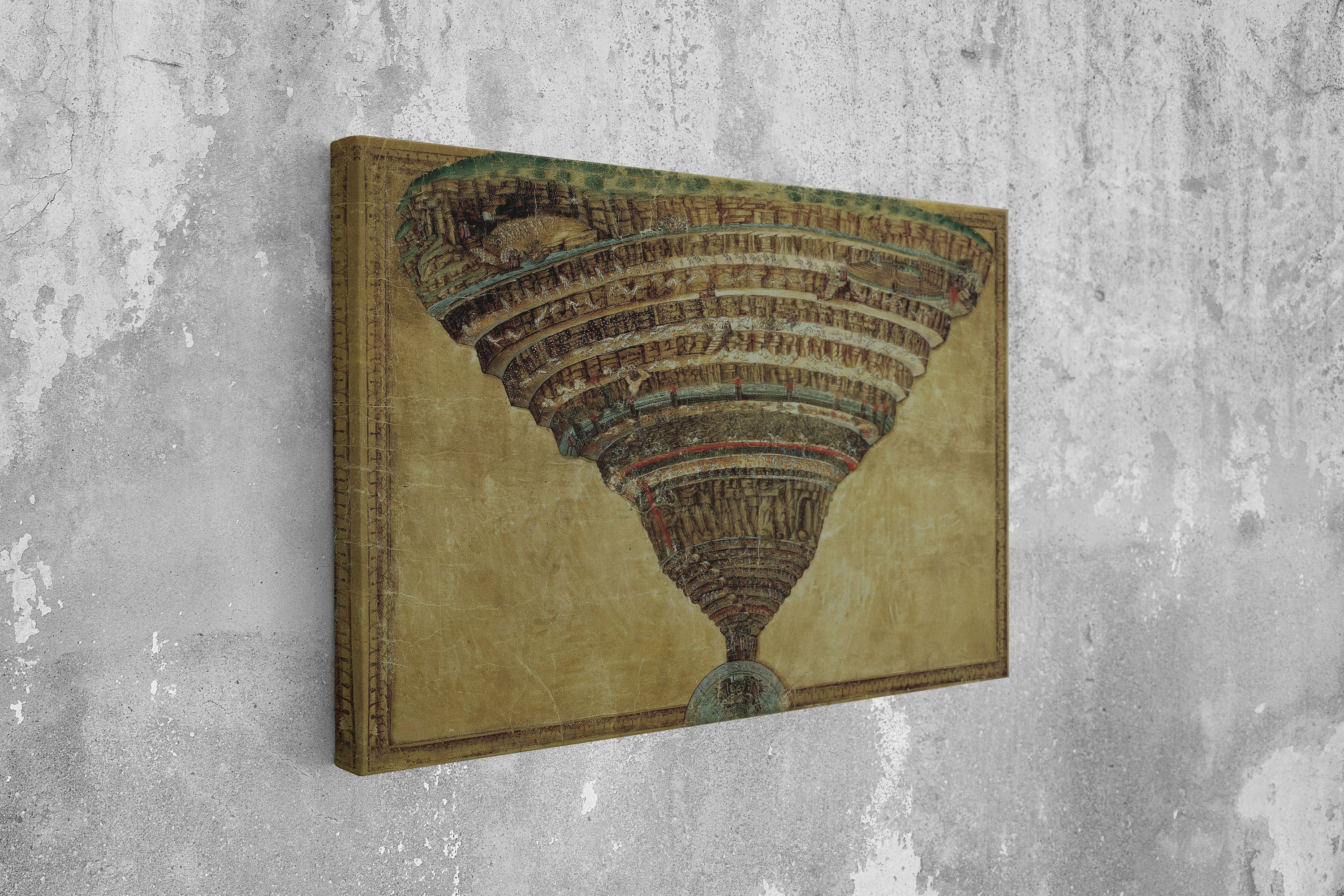 Botticelli Map of Hell Canvas Print, Dante's Divine Comedy Art - Etsy