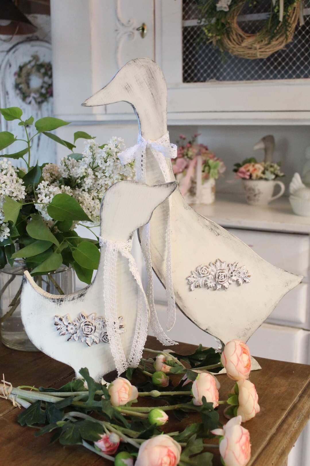 Handmade Wooden Goose – Rustic Farmhouse Decor – Shabby Chic Country ...