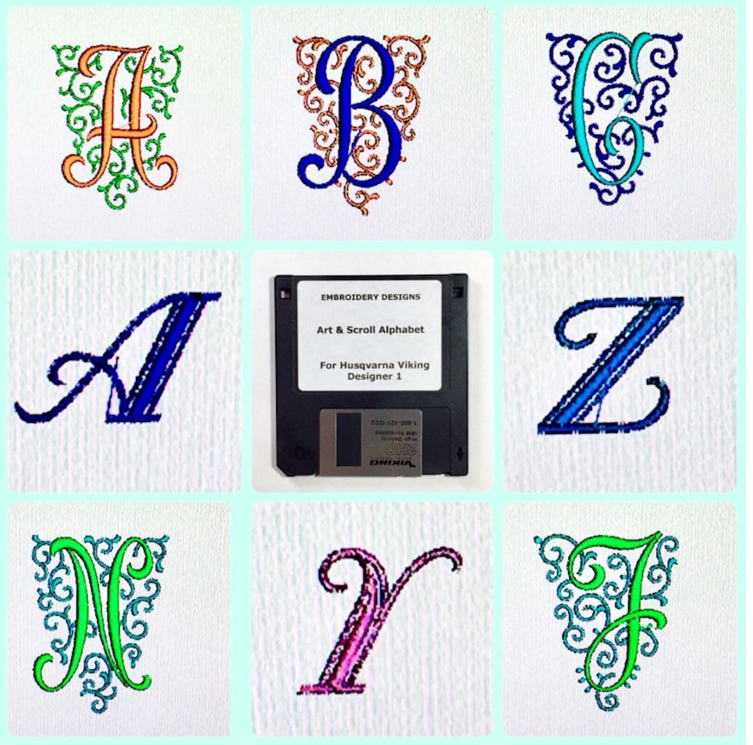 Art & Scroll Alphabet Embroidery Designs Disk for Husqvarna - Etsy