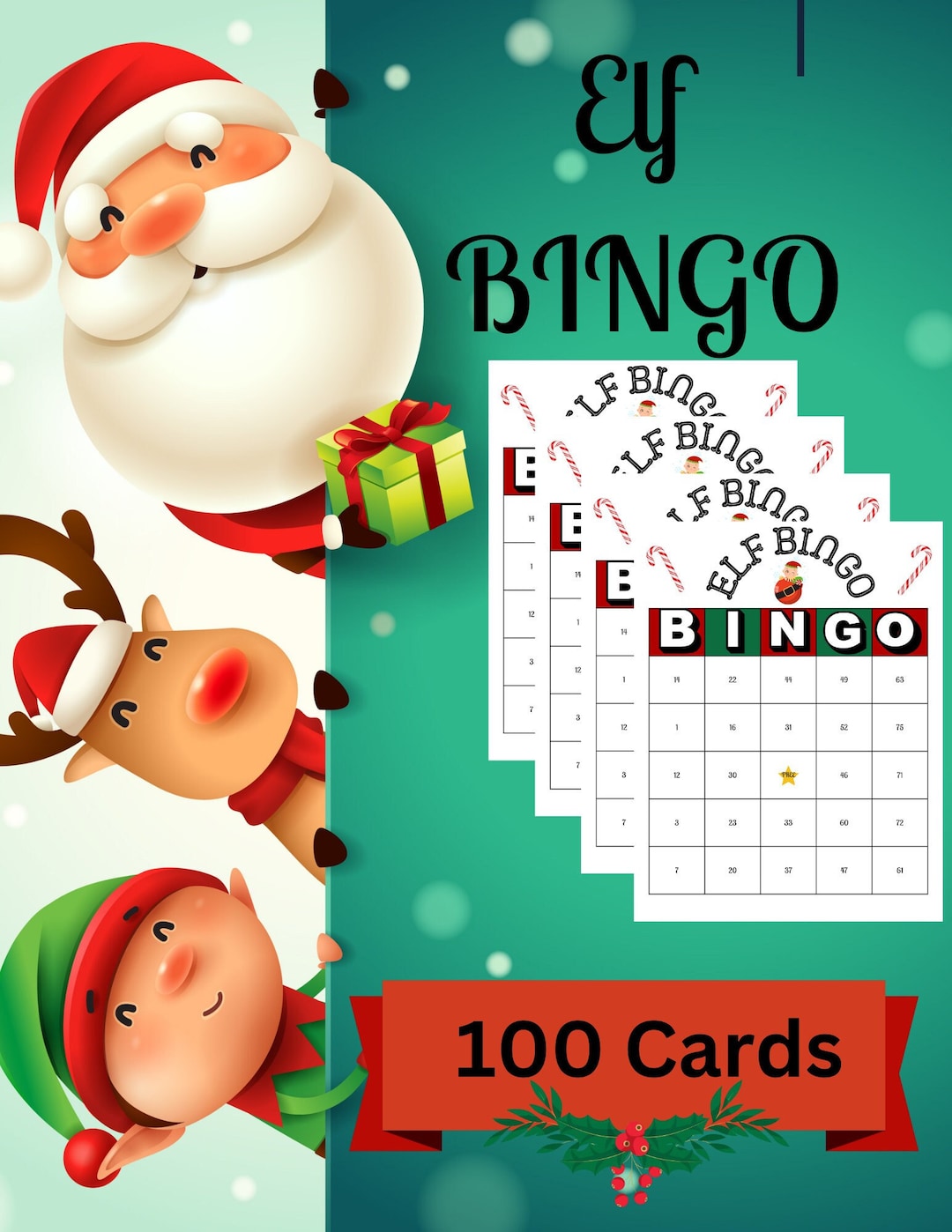 Christmas Elf Bingo Cards Holiday Bingo Cards - Etsy