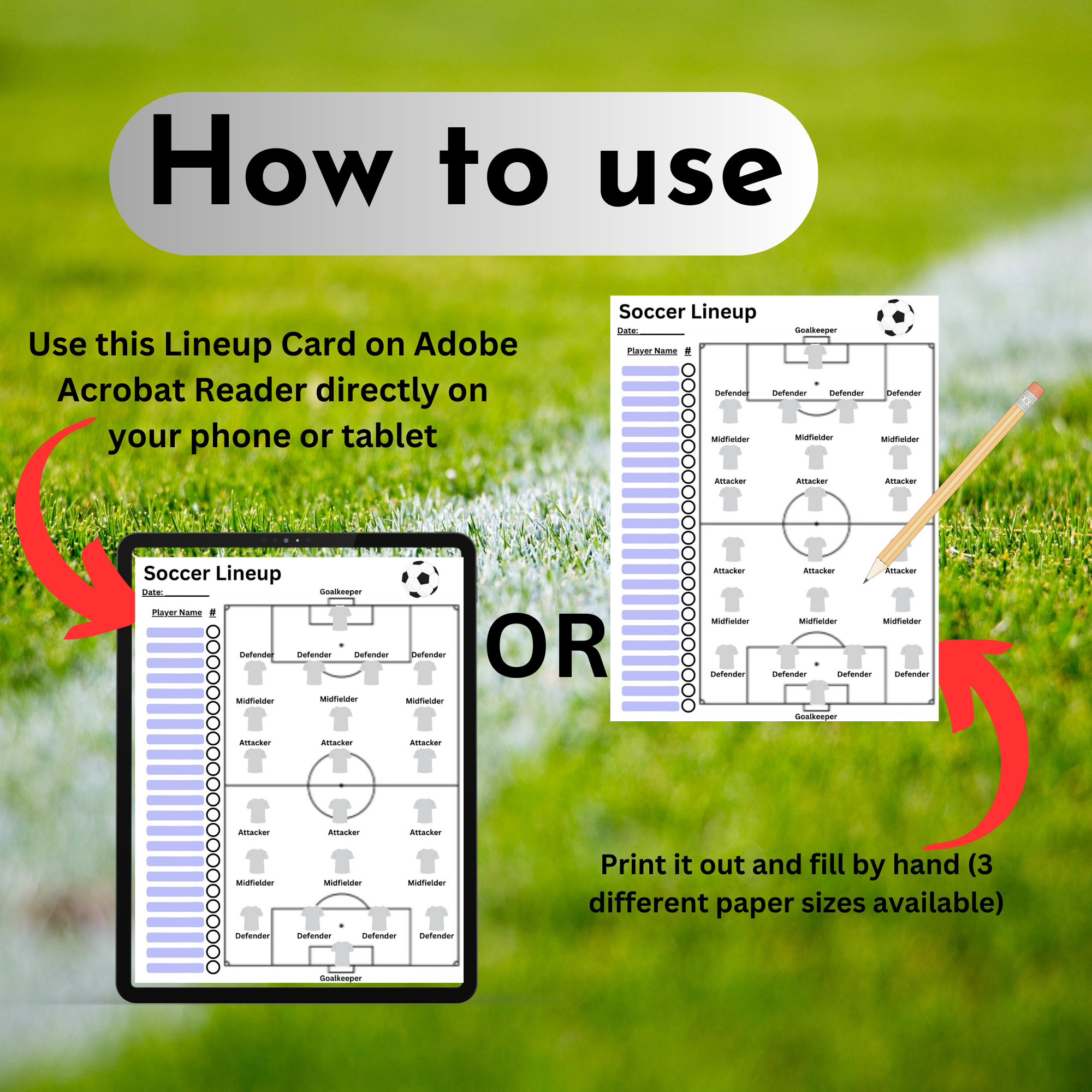 Printable Soccer Lineup Card, Soccer Game or Practice Lineup Card - Etsy