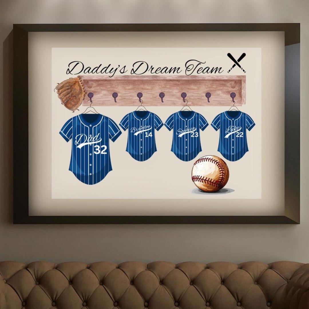 Personalized Baseball Team Print: Custom Jersey Poster, Dad Gift ...