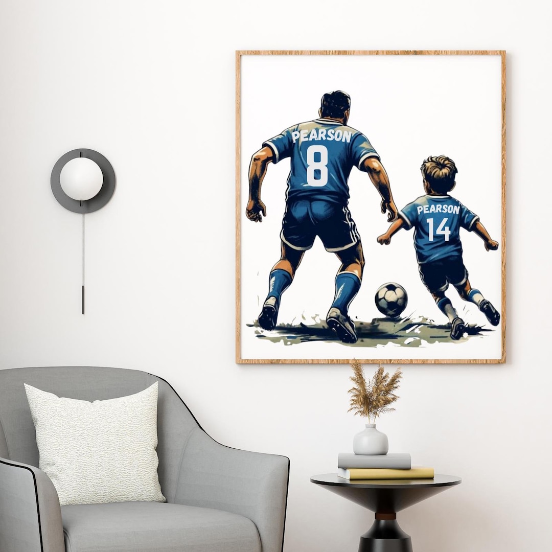 Personalized Soccer Father & Son Team Print: Custom Jersey Art (digital ...