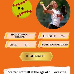 Personalized Softball Trading Cards - Printable - Custom Made Softball ...