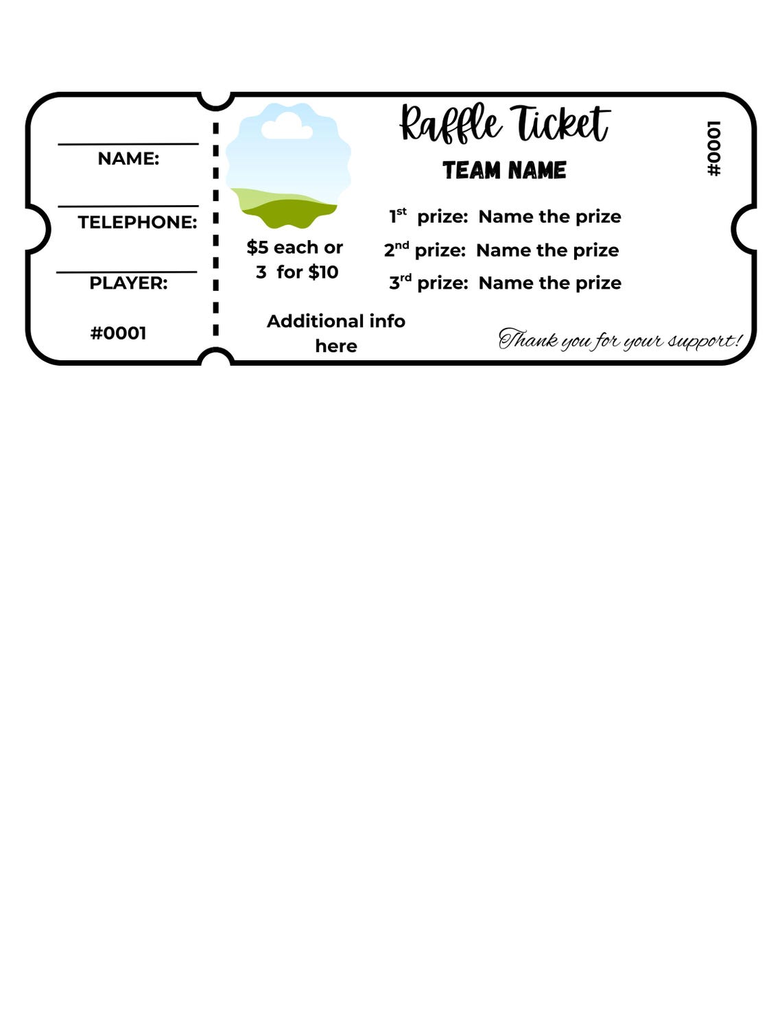 Editable Raffle Ticket Template: DIY Printable Canva Design (8.5x11 PDF ...