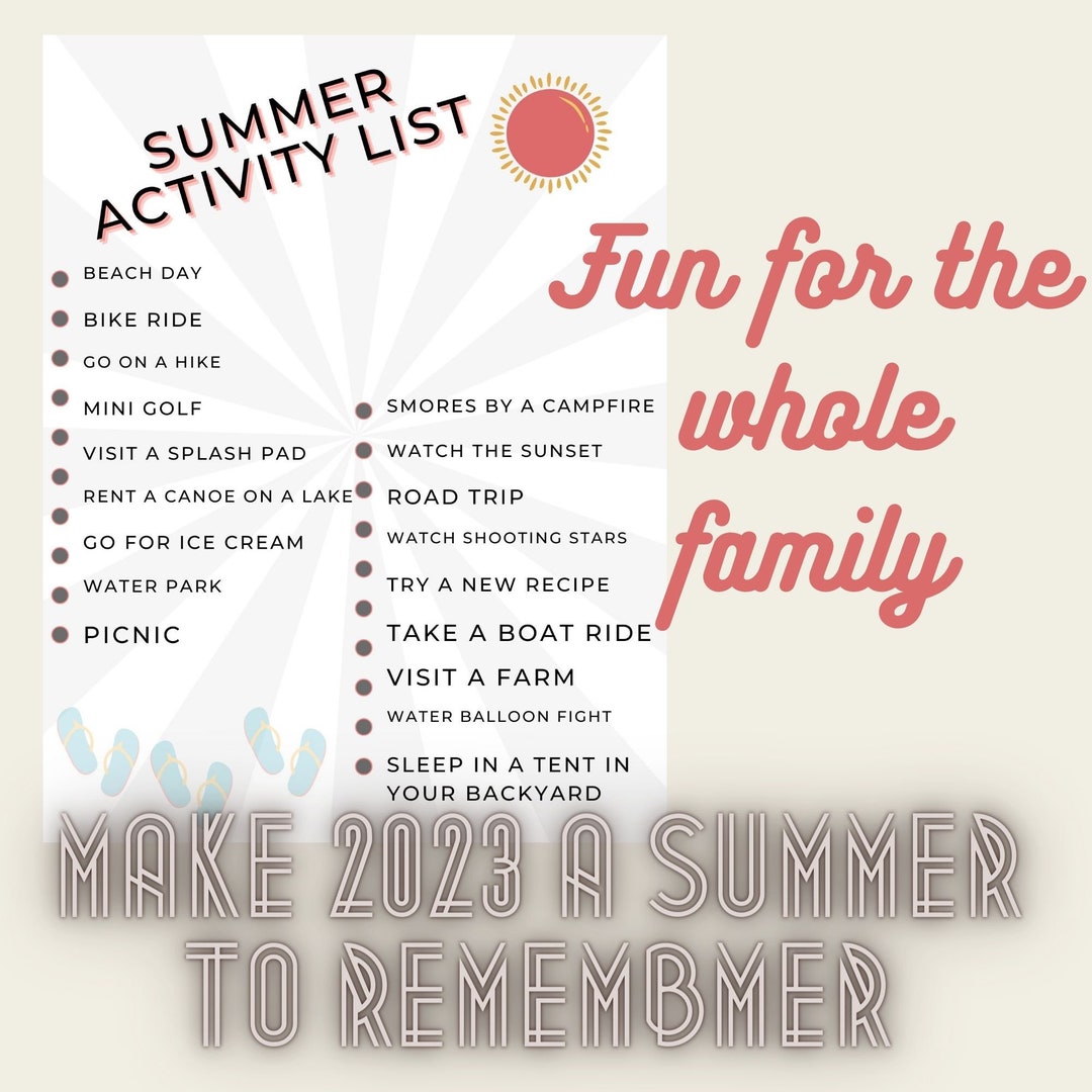Summer Activity Checklist, Summer Fun for the Family, Printable Summer ...