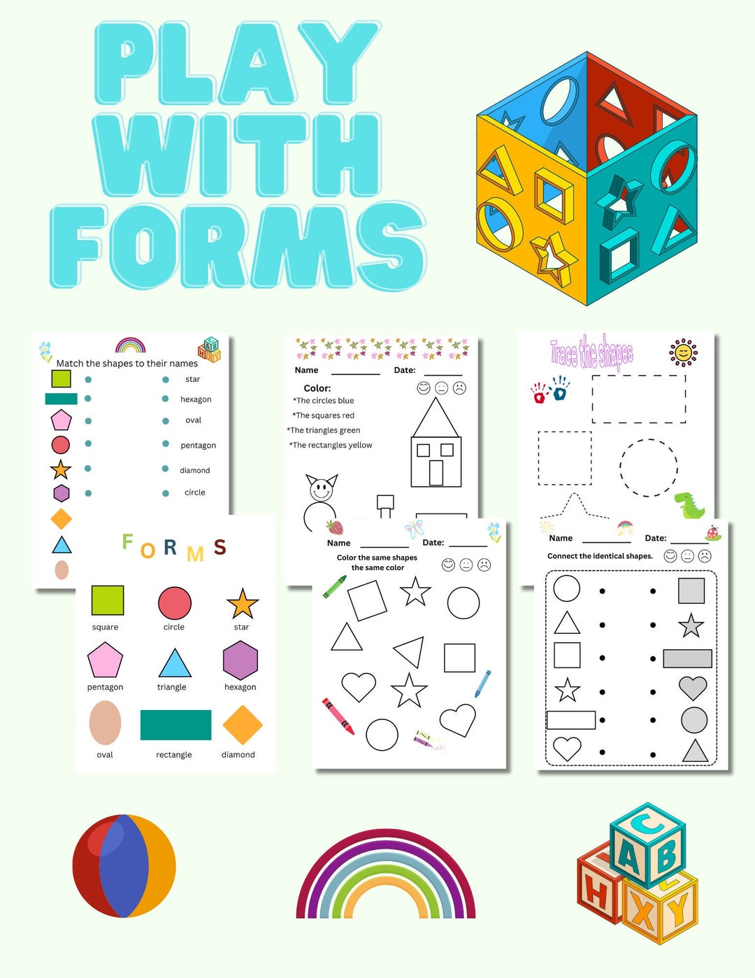 Learning With Shapes & Forms - Activity Pages - Etsy