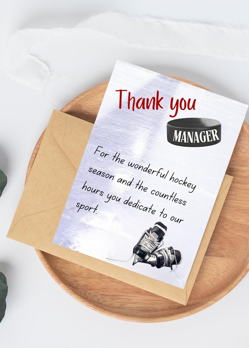 Hockey Manager Thank You Card, Printable Hockey Coach Appreciation Gift ...