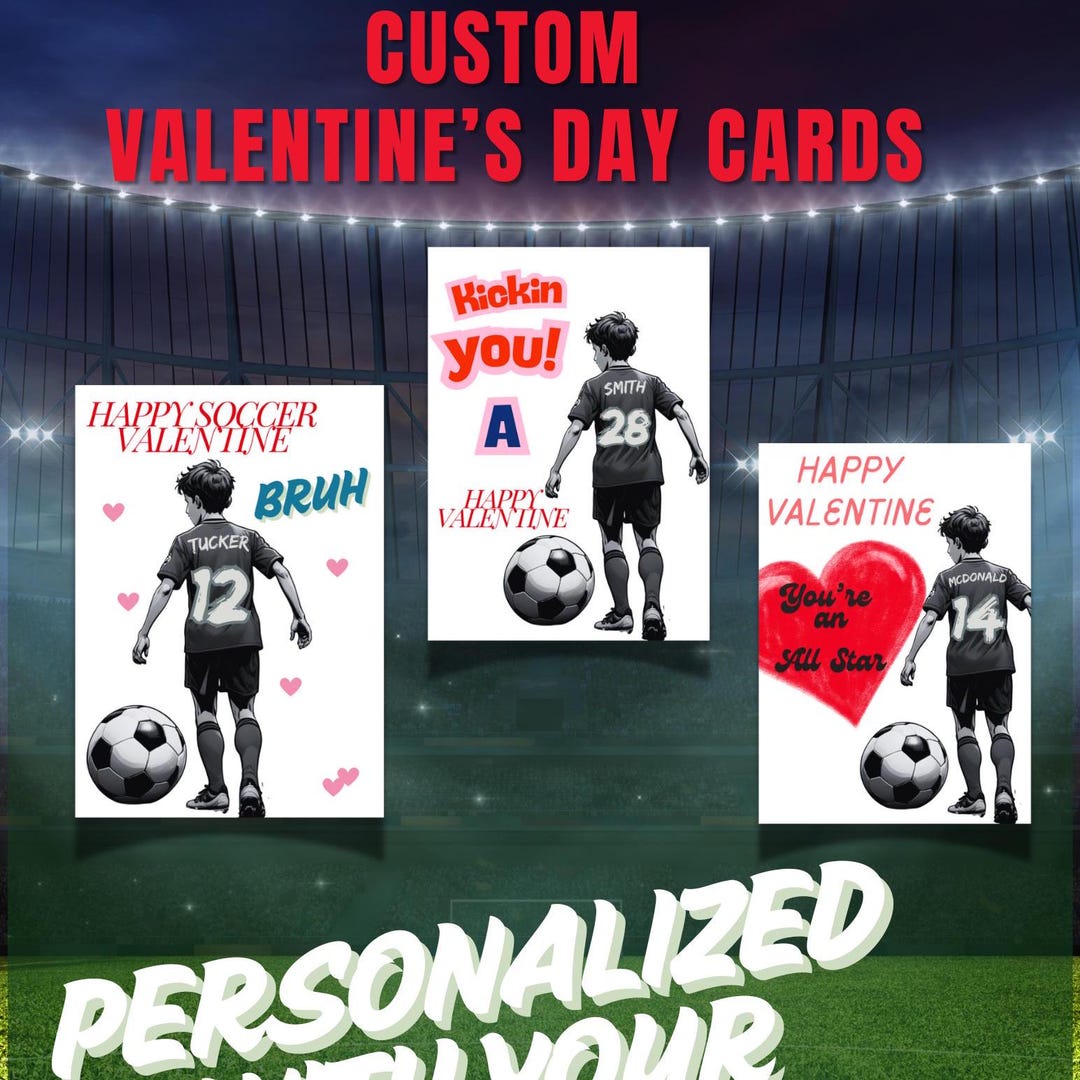 Personalized Soccer Valentine's Day Cards Printable Custom Valentine ...