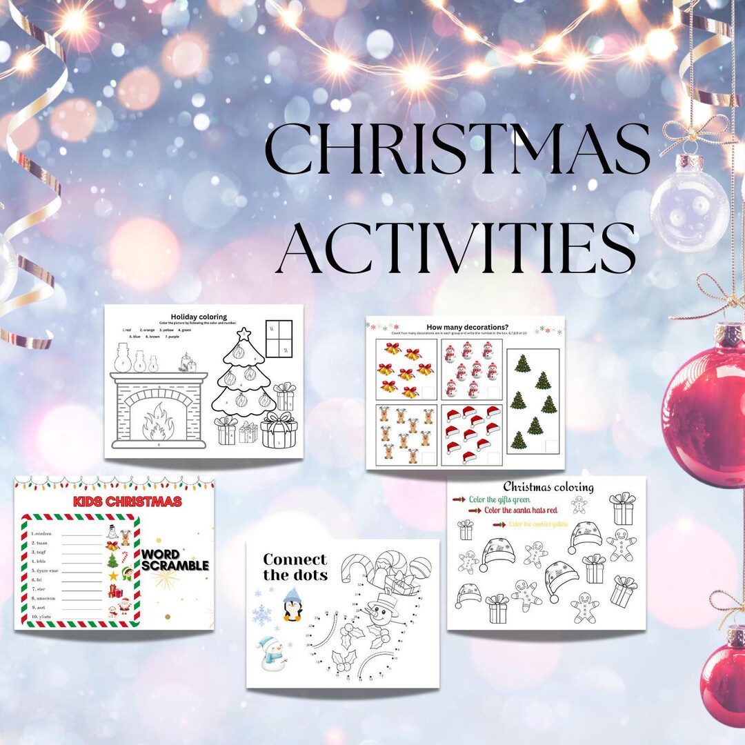 Printable Kids Christmas Activities - Coloring - Counting - Fun - Etsy