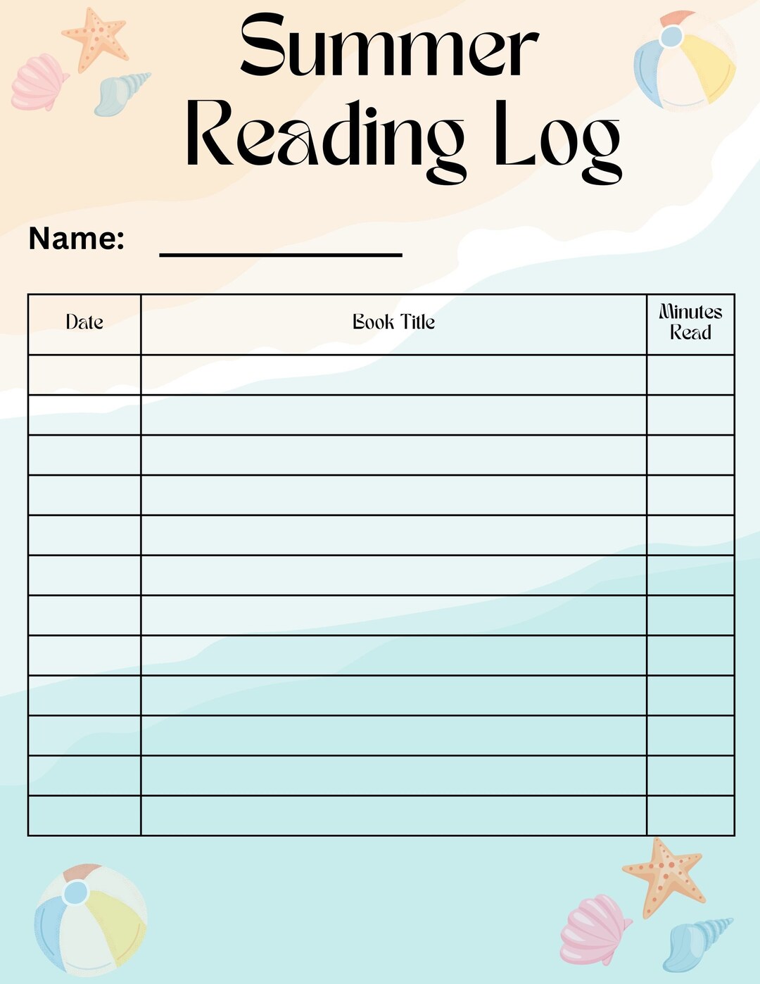 Kid's Summer Reading Log Fun Reading Log for Books - Etsy