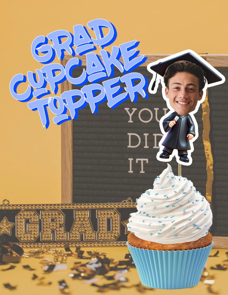 Personalized Graduation Face Cupcake Topper (digital Download) - Etsy