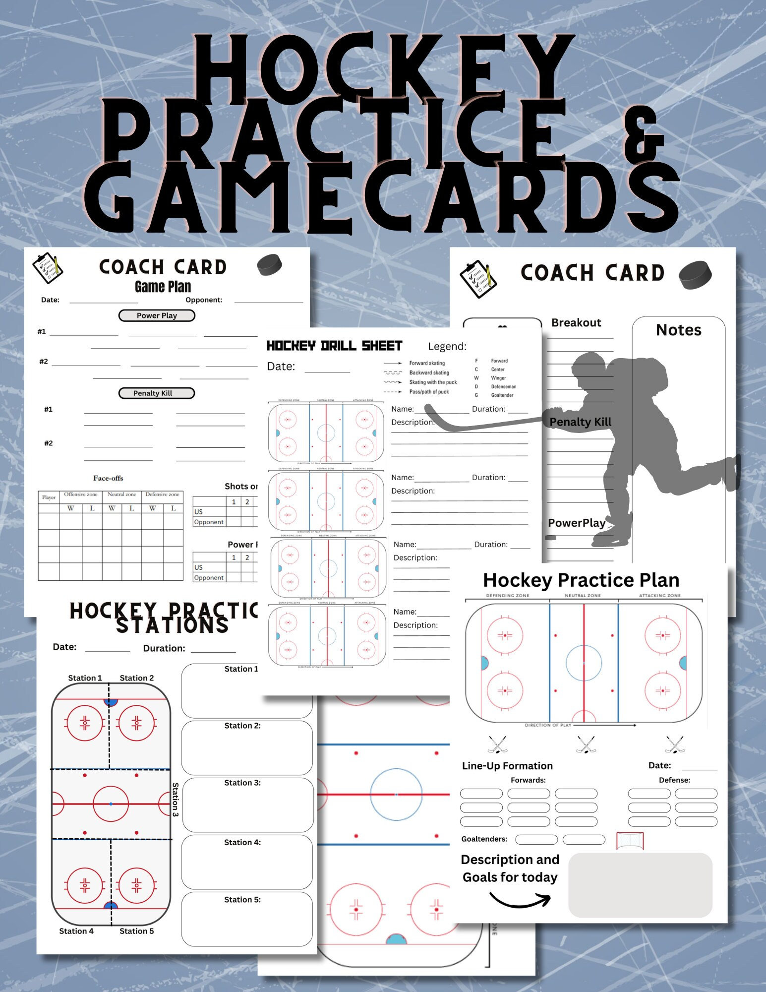 Hockey Coach Planner, Practice & Game Plan Sheets (printable PDF) - Etsy