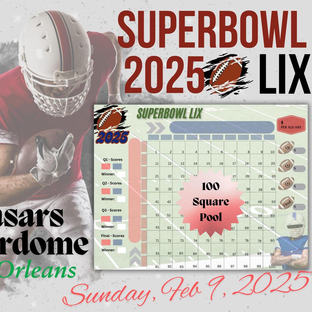 Super Bowl Square Fundraiser Football Pool Fundraiser - Etsy
