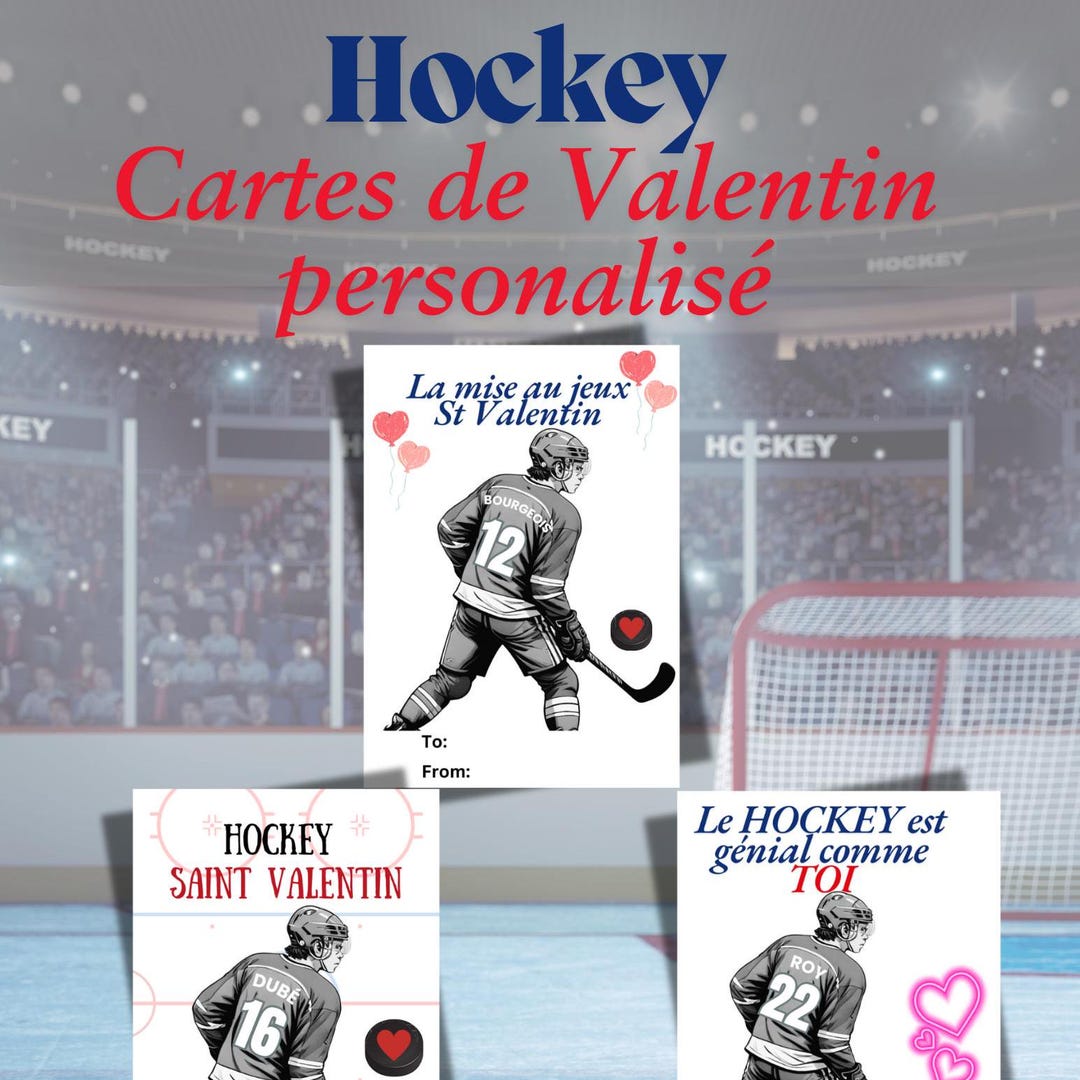 Cartes De La Saint-valentin Personnalisé Hockey Imprimables French ...