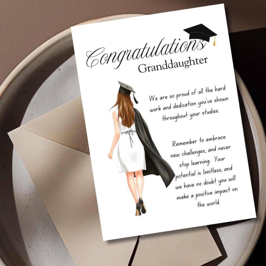 Printable Graduation Card for Granddaughter | Instant Download ...