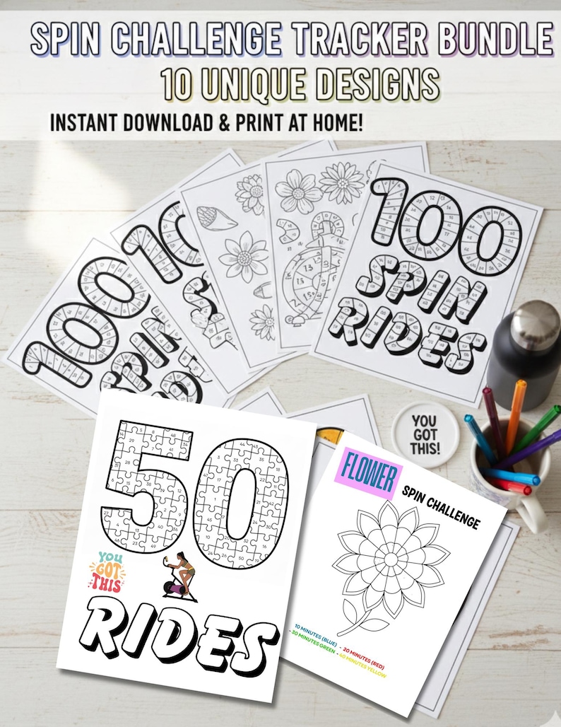 Spin Challenge Tracker Bundle | Peloton Workout Log (PDF Pattern) - Etsy