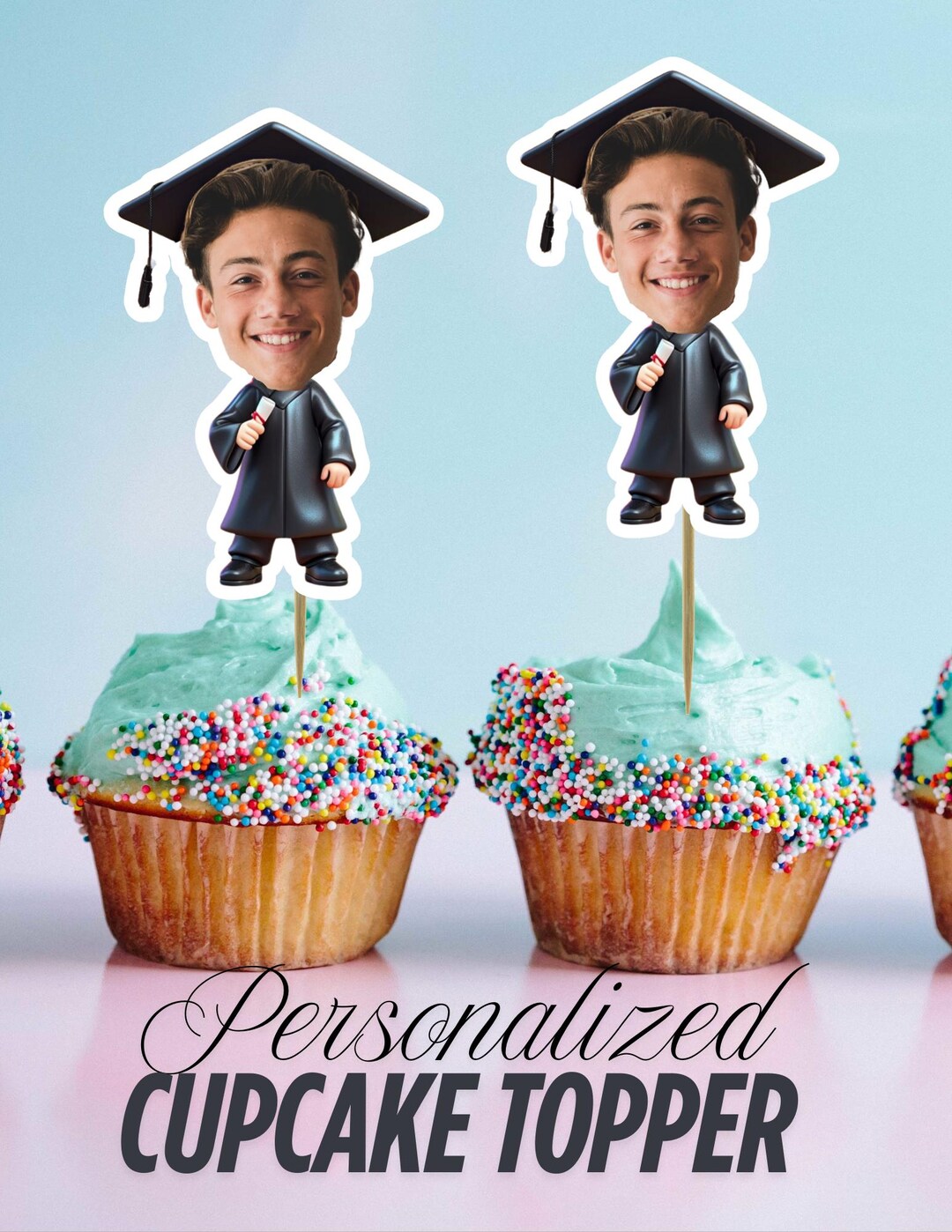 Graduation Face Cupcake Topper / Graduation Cake Topper / Cupcake ...