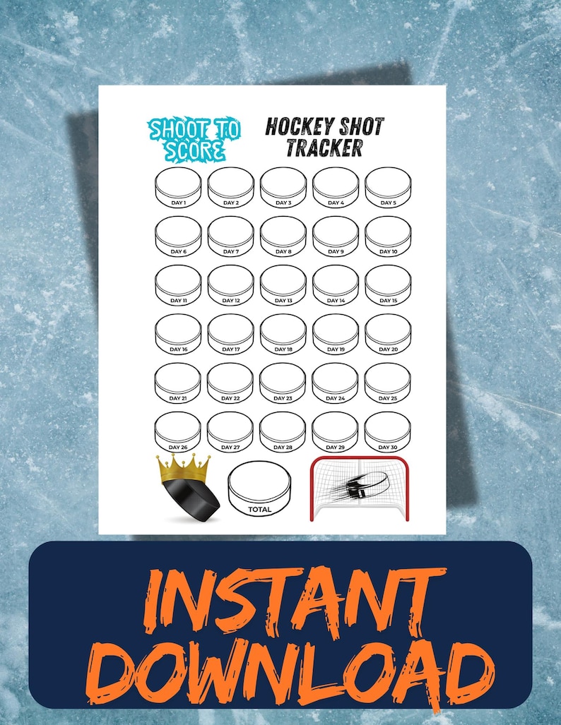 30-day Hockey Shot Tracker Printable | Kids Hockey Training Chart ...