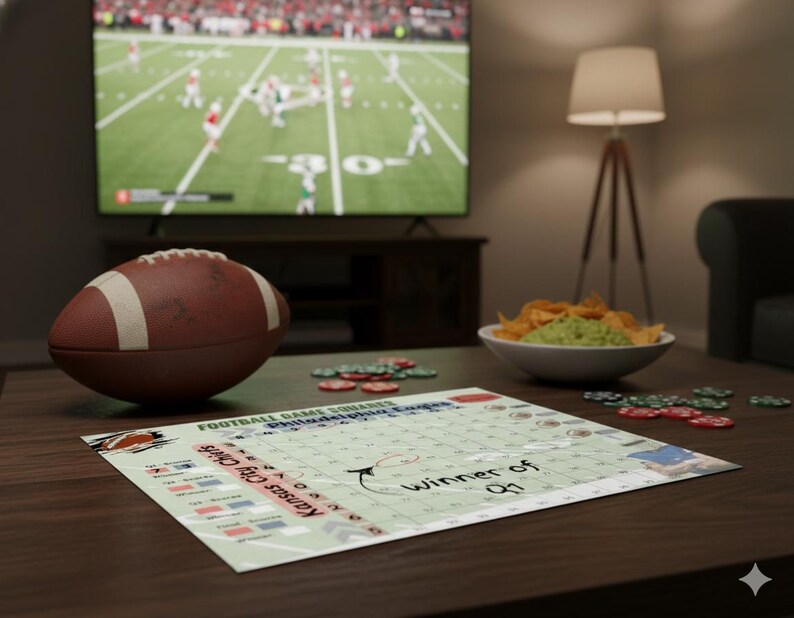 100 Football Squares Printable, Championship Game Day Squares Grid ...