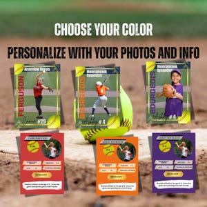 Personalized Softball Trading Cards - Printable - Custom Made Softball ...