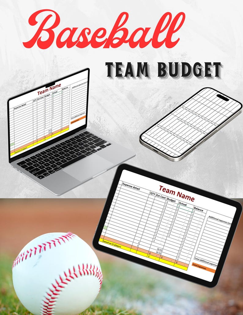 Baseball Team Budget Template: Easy Expense Tracker (digital Download ...