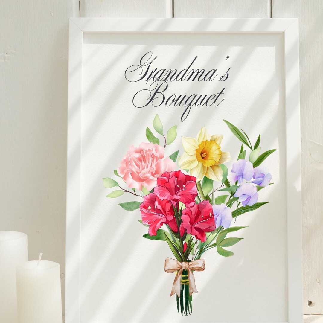 Birth Flower Bouquet Photo - Mother's Day Gift - Birth Flower Picture ...