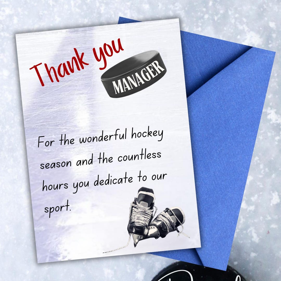 Hockey Manager Thank You Card, Printable Hockey Coach Appreciation Gift ...