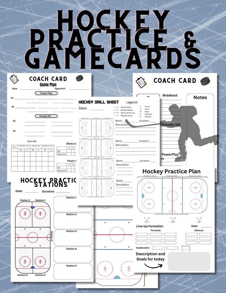 Hockey Coach Planner – Practice & Game Sheets (printable PDF Template ...