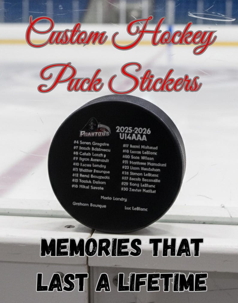 Personalized Hockey Puck Label Printable | Custom Digital Hockey Puck ...