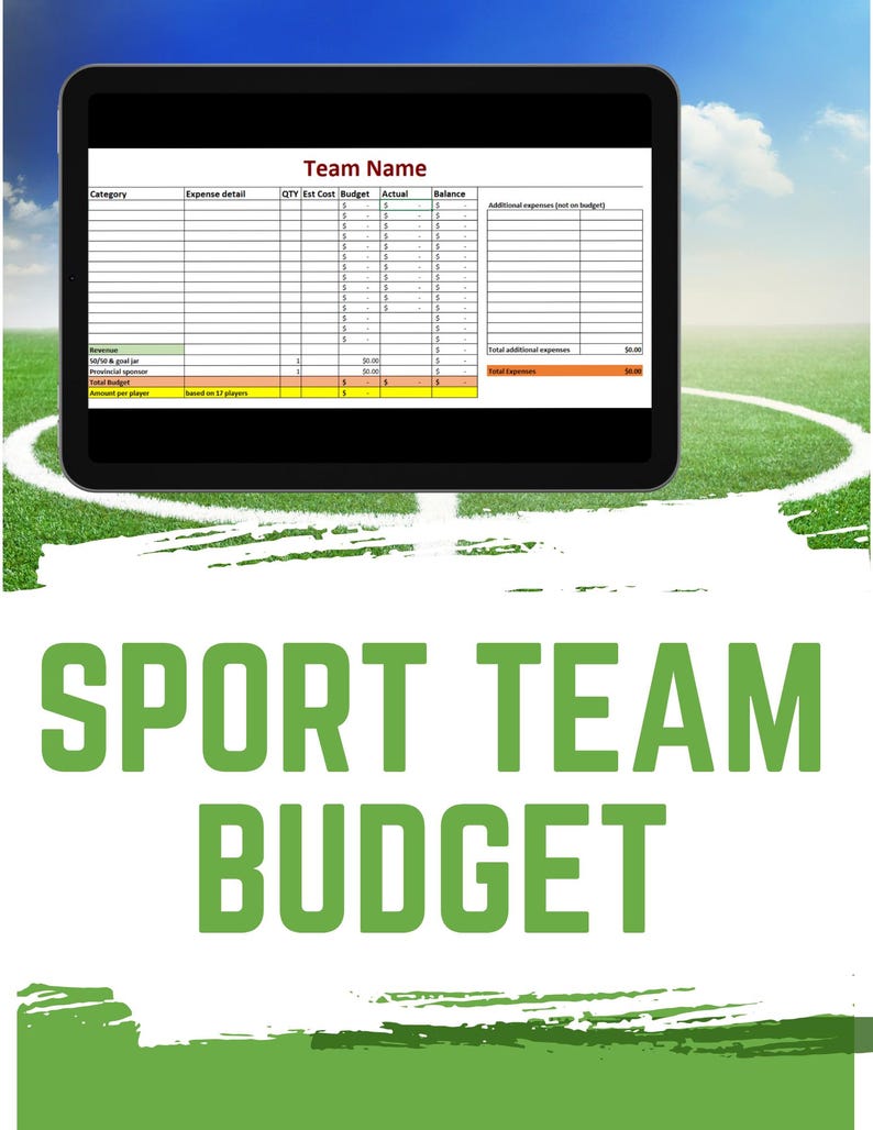 Sports Team Budget Template: Excel & Google Sheets Tracker (digital ...
