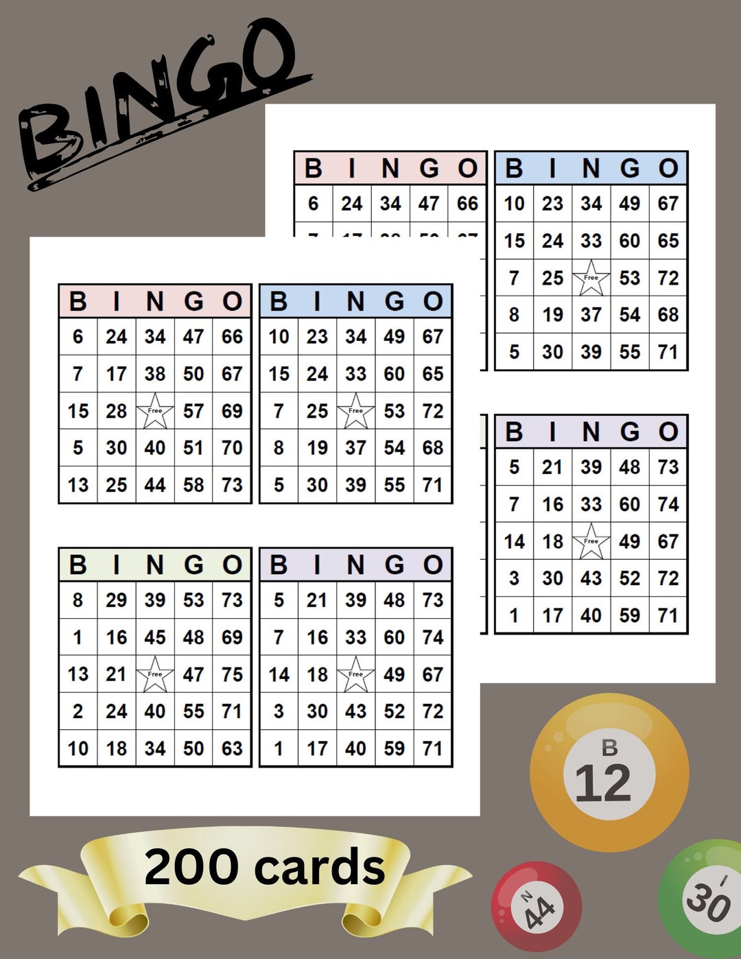 Bingo Cards 200 Cards Digital Download - Etsy