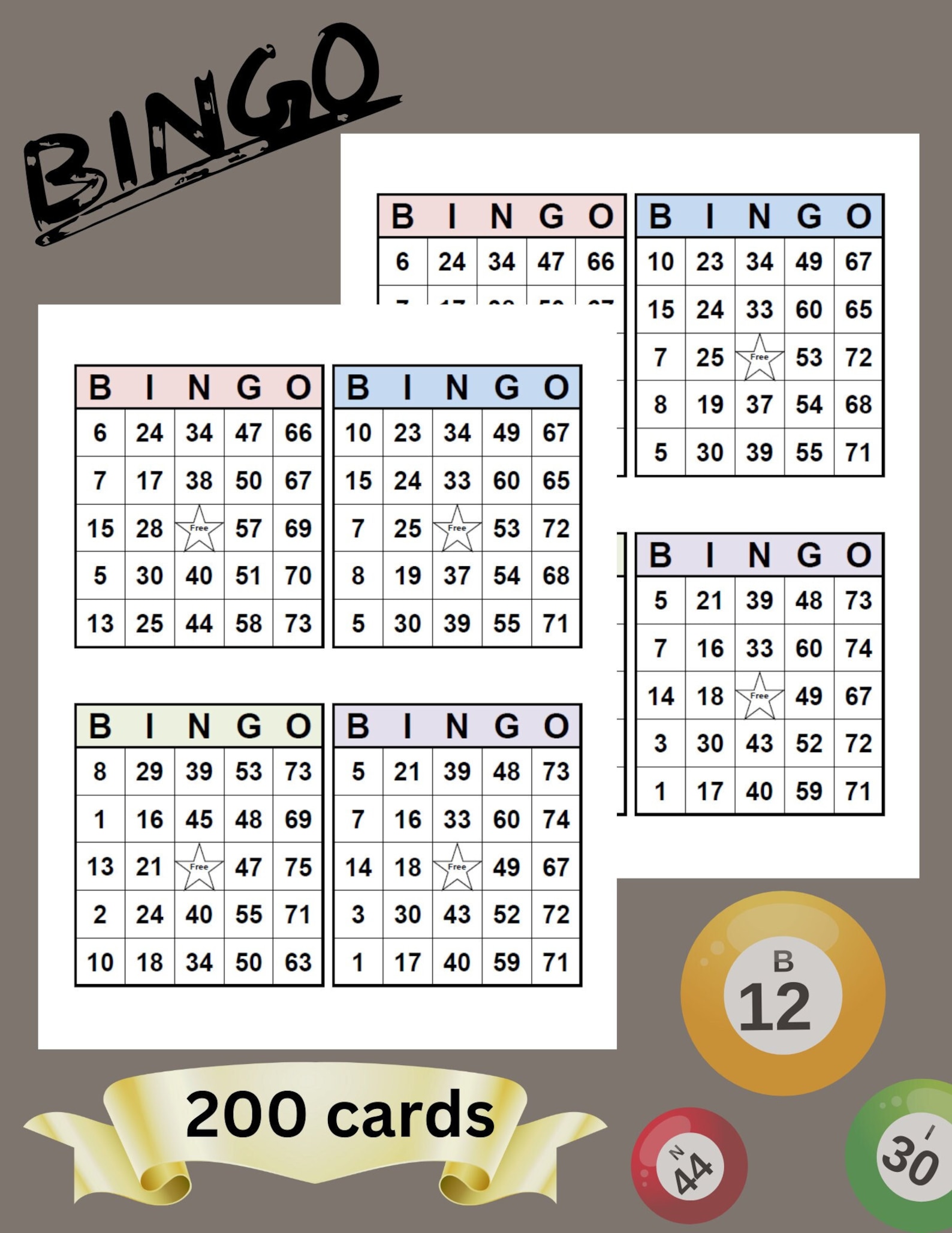 Bingo Cards 200 Cards Digital Download - Etsy