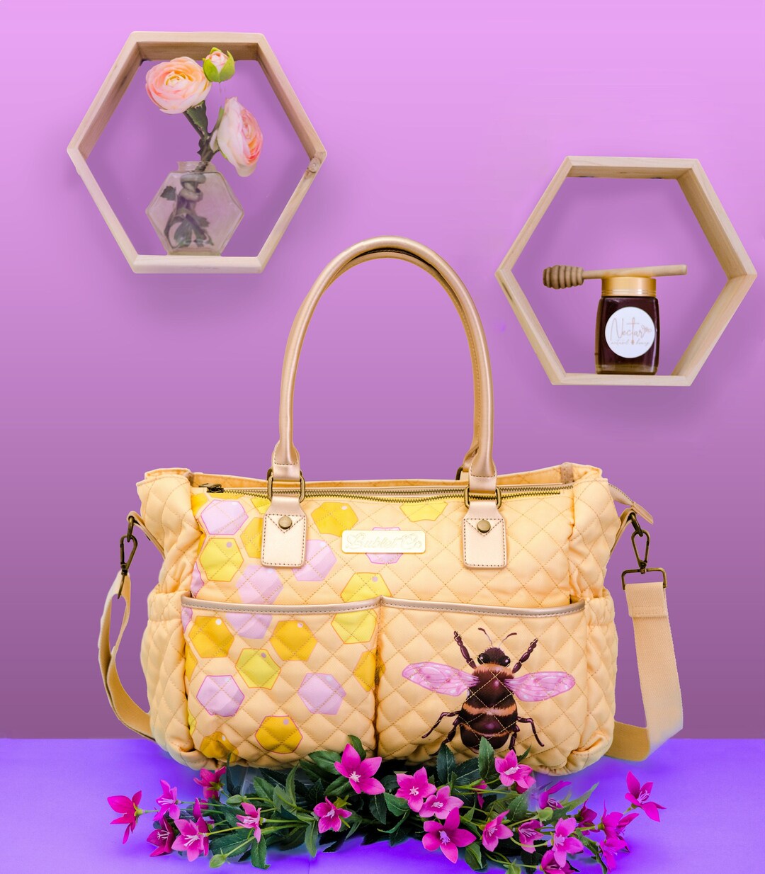 Bzz Honey Bee Quilted Baby Nappy Diaper Changing Bag - Etsy