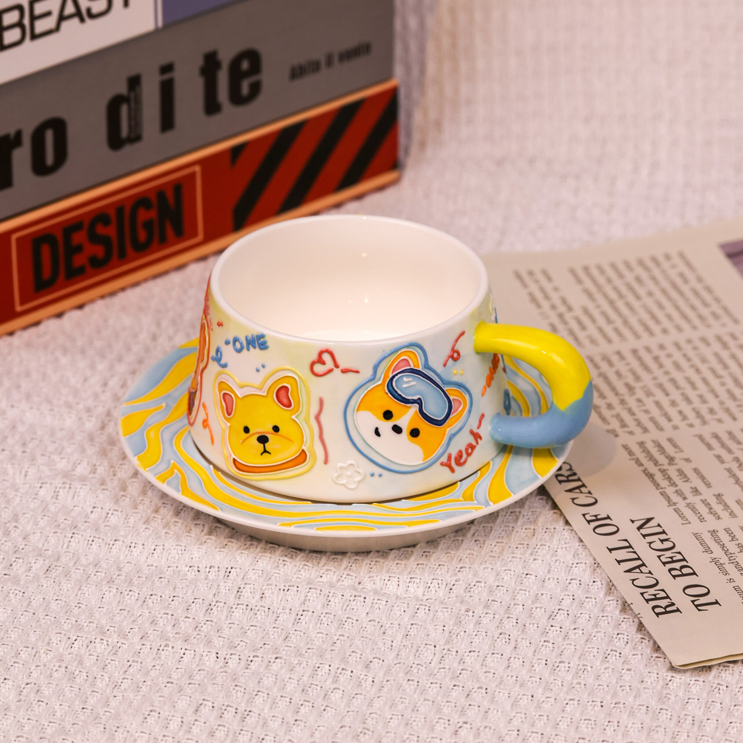 Handmade Ceramic Cartoon Mug. Hand Painted Animals Mug. Water Cup ...