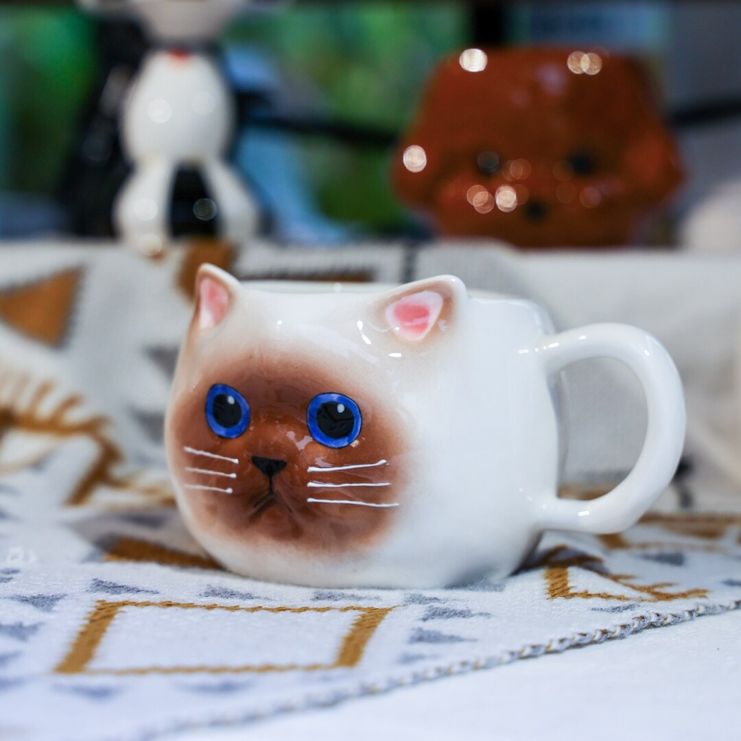 Handmade Ceramic Siamese/british Shorthair Mug. Hand Painted Cat Mug ...