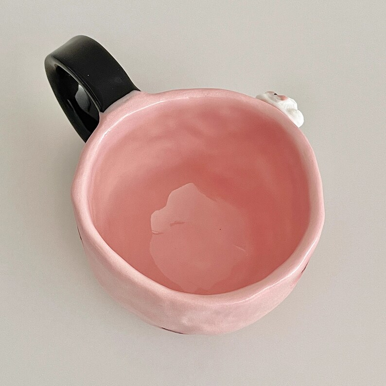 Pink Mug. Handmade Ceramic Mug. Hand Painted Heart Mug. Coffee Cup. Tea ...