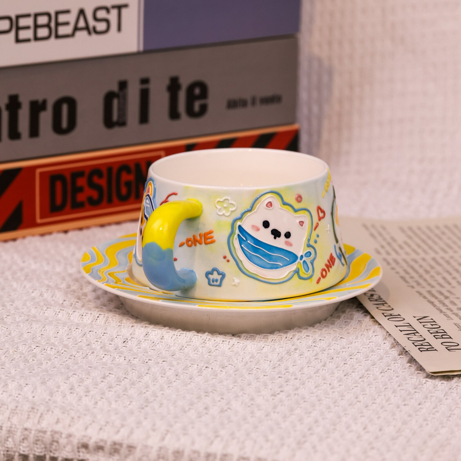 Handmade Ceramic Cartoon Mug. Hand Painted Animals Mug. Water Cup ...