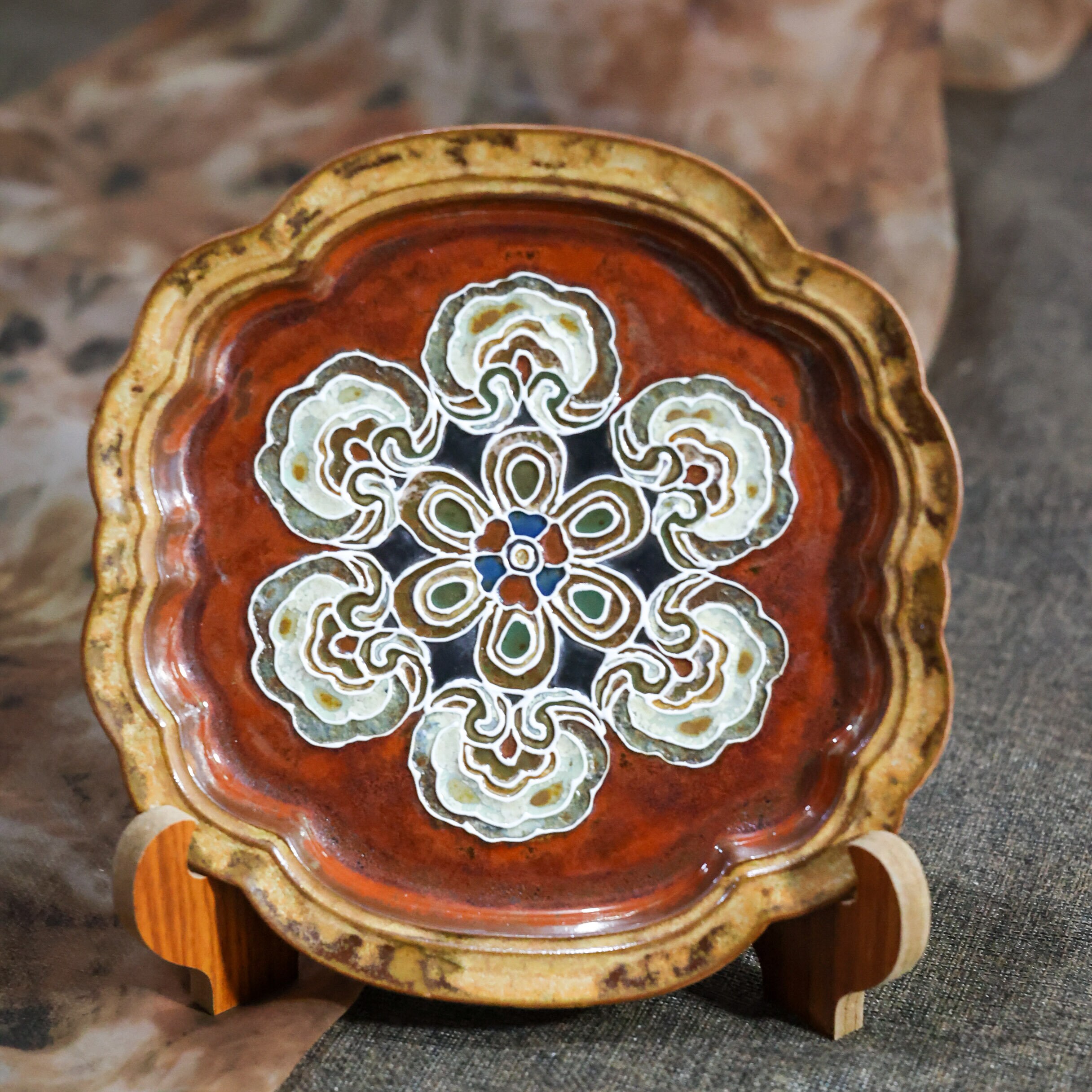 Handmade Ceramic Tray. Hand Painted Flower Ceramic Plate. Gifts for Her ...