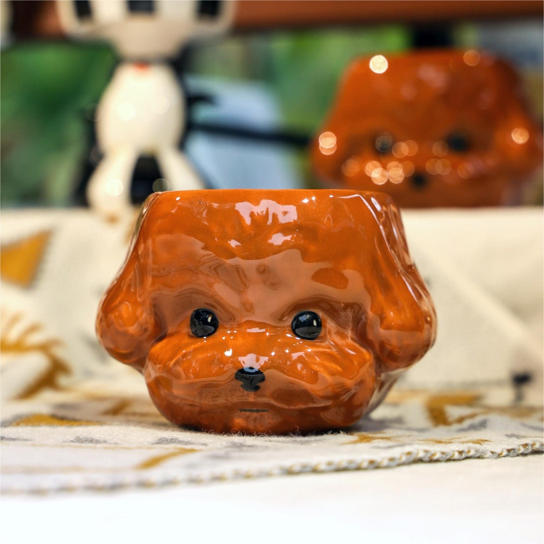 Handmade Ceramic Teddy Bear Dog Mug. Hand Painted Pet Mug. Coffee Mug ...