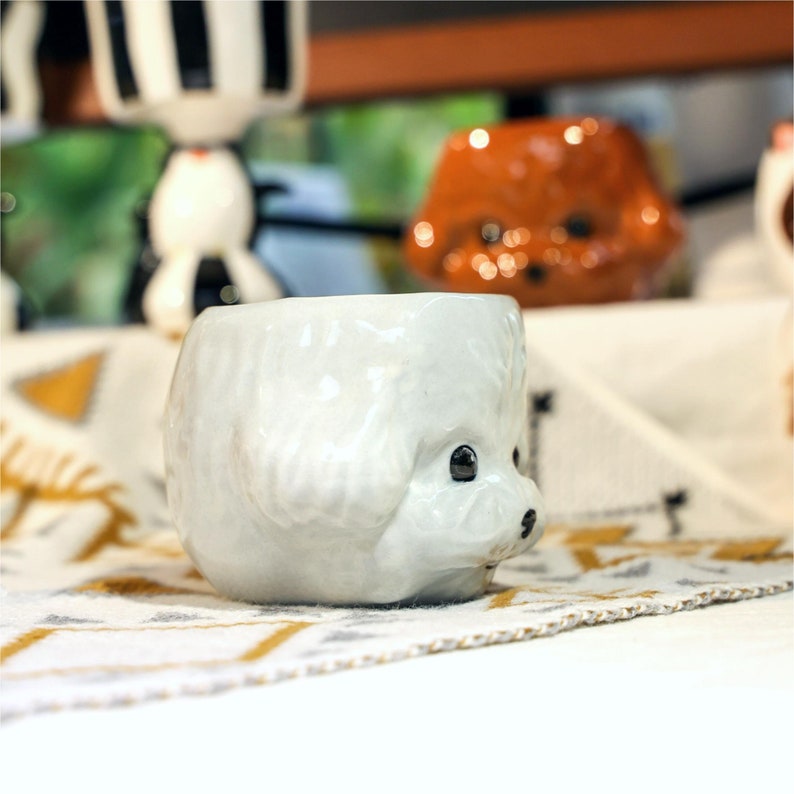 Handmade Ceramic Teddy Bear Dog Mug. Hand Painted Pet Mug. Coffee Mug ...