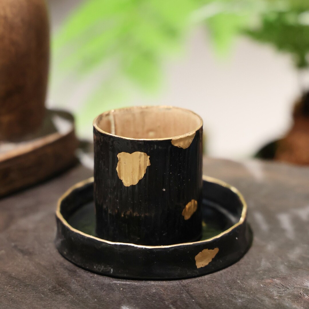 Handmade Ceramic Mug. Hand Painted Black Coffee Mug. Tea Cup. Espresso ...