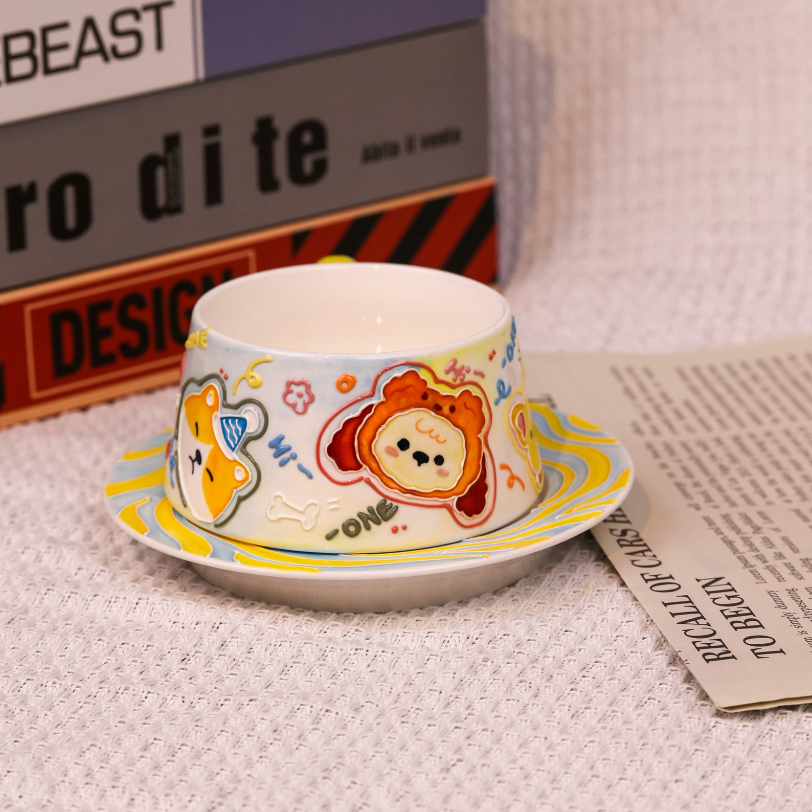 Handmade Ceramic Cartoon Mug. Hand Painted Animals Mug. Water Cup ...